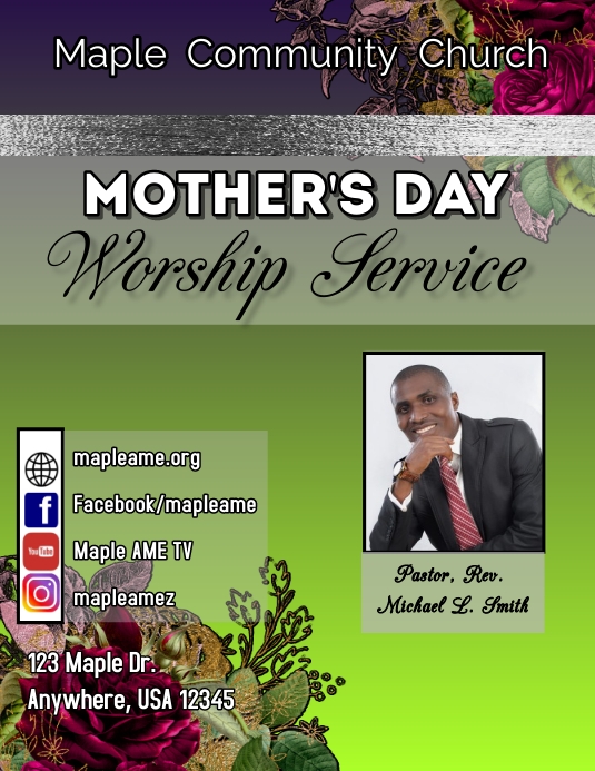 Mother's Day Worship Service Template | PosterMyWall