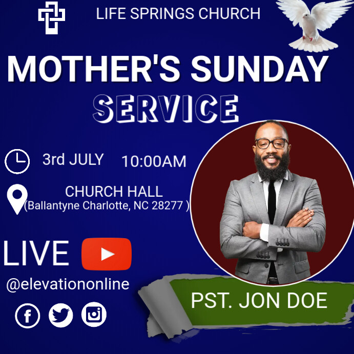MOTHER'S SUNDAY SERVICE (4) Template | PosterMyWall