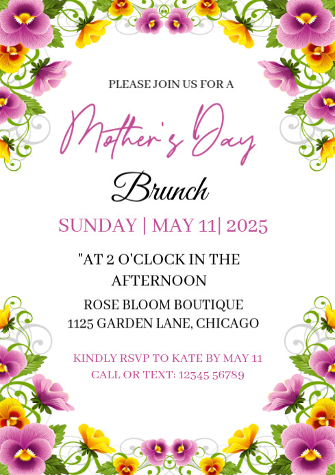 Mother Day Brunch A4 Template | PosterMyWall