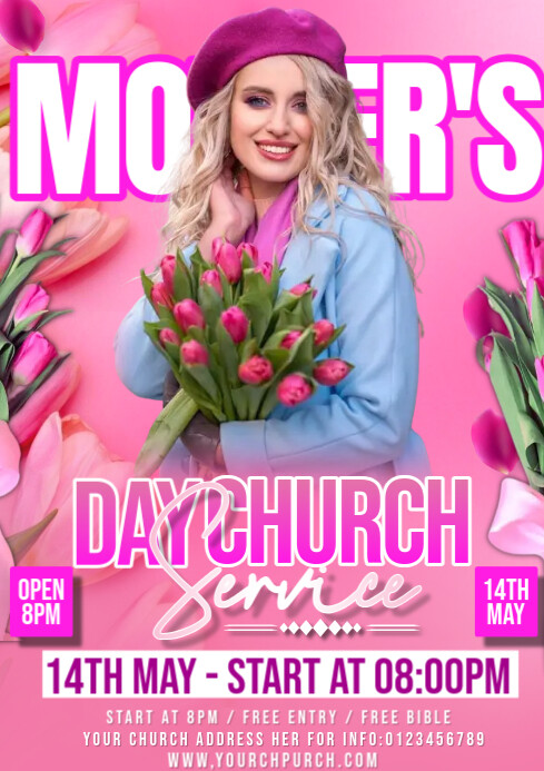 Mothers Day Church Service A4 Template | PosterMyWall