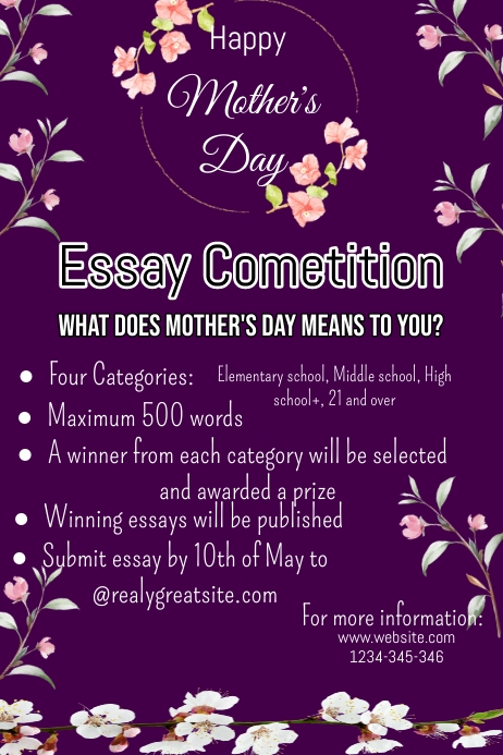 mothers day essay competition poster (1) Template | PosterMyWall