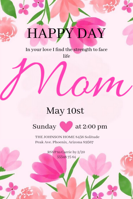 Mothers day invitation celebration editable Template | PosterMyWall