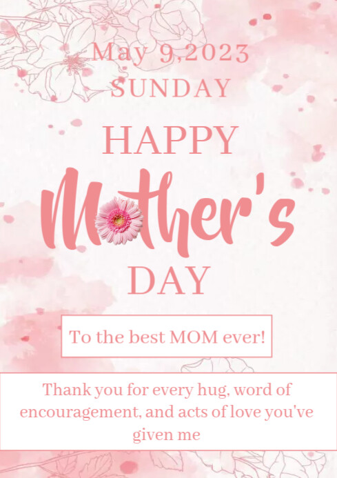 Mothers Day Pink Theme Card Template | PosterMyWall
