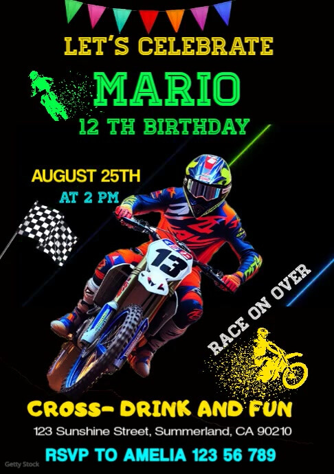 motocross birthday invitation, Template | PosterMyWall