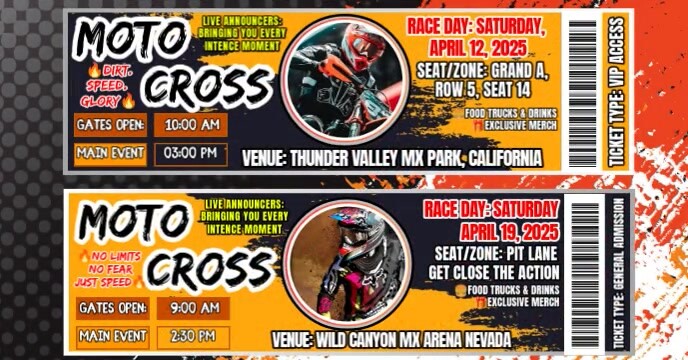 Motocross Event Day Ticket Templat | PosterMyWall