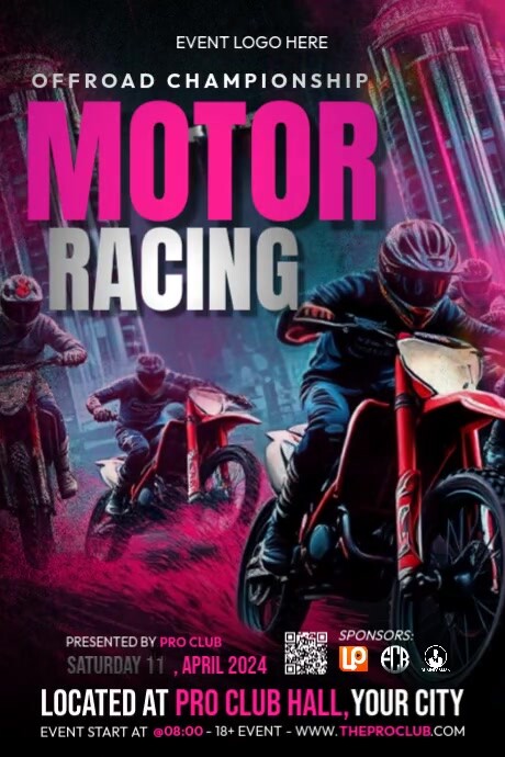 Copy of Motoracing Purple Racing Video Ads | PosterMyWall