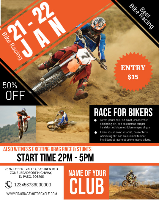 Motorbike Race flyer Template | PosterMyWall