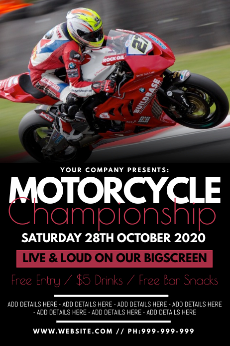 Motorcycle Championship Poster Template | PosterMyWall