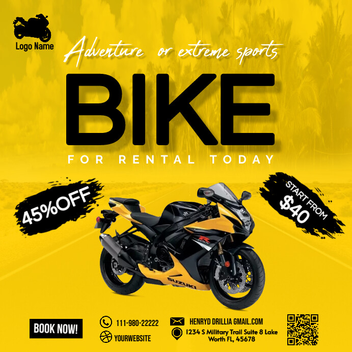 Motorcycle Instagram Banner Design Template | PosterMyWall