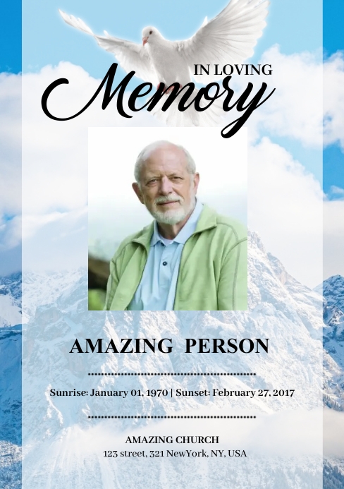 Berg En Duif Begrafnis Program Sjabloon templaat | PosterMyWall