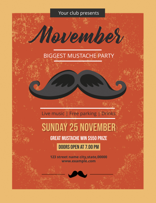 Movember Celebration Party Flyer Template | PosterMyWall