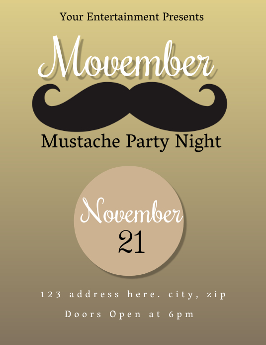 Movember Party Night Event Flyer Template | PosterMyWall