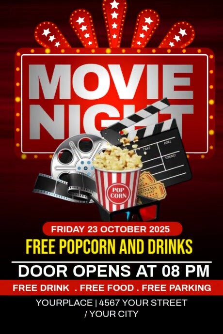 Movie Night Ads Template | PosterMyWall