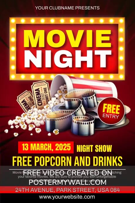 Modèle Movie Night Ads | PosterMyWall
