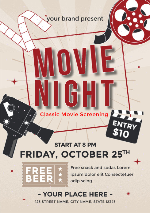Movie night flyer Template | PosterMyWall