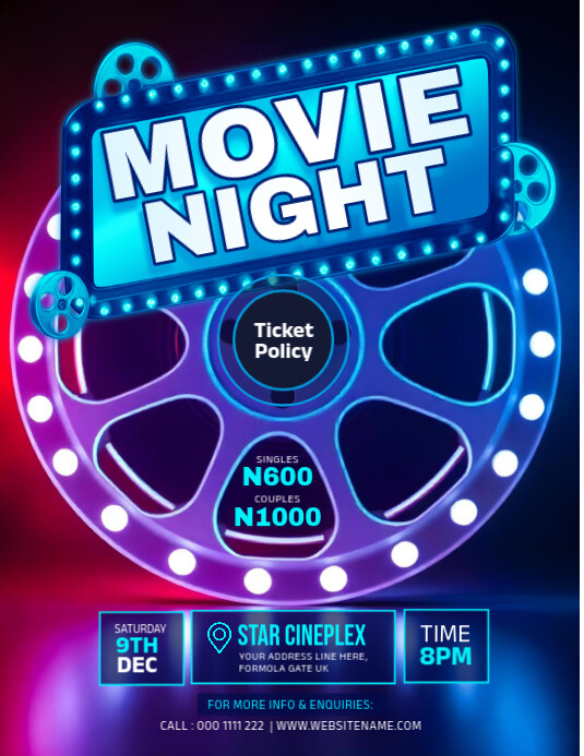 Movie Night Flyer Template | PosterMyWall