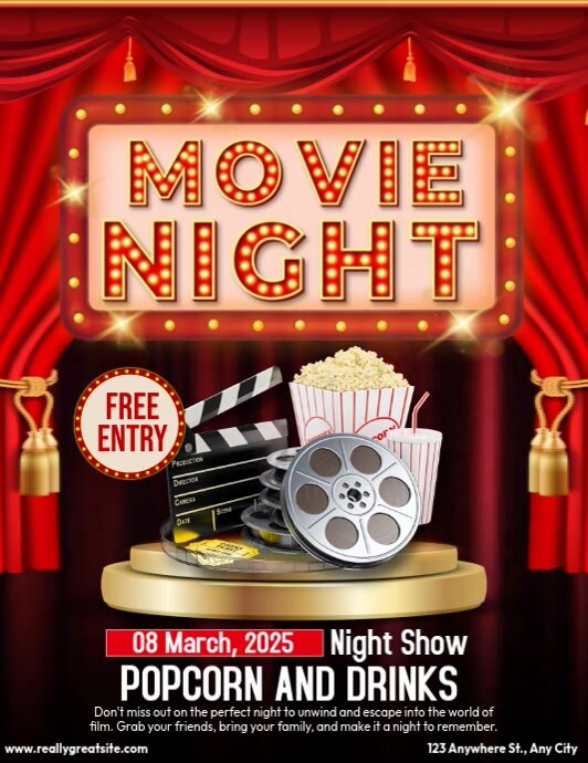 Plantilla de Movie Night Free Entry Ads | PosterMyWall