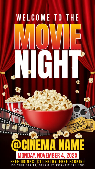 Movie Night Instagram Story Template | PosterMyWall