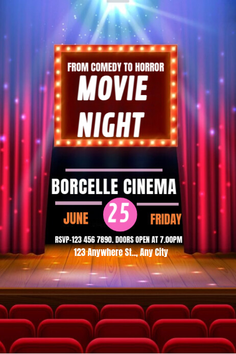Movie Night Party Template Poster | PosterMyWall