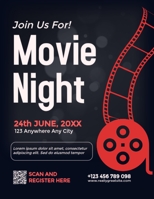 Movie Night Poster — Fun Community Film Event | Editable Template ...