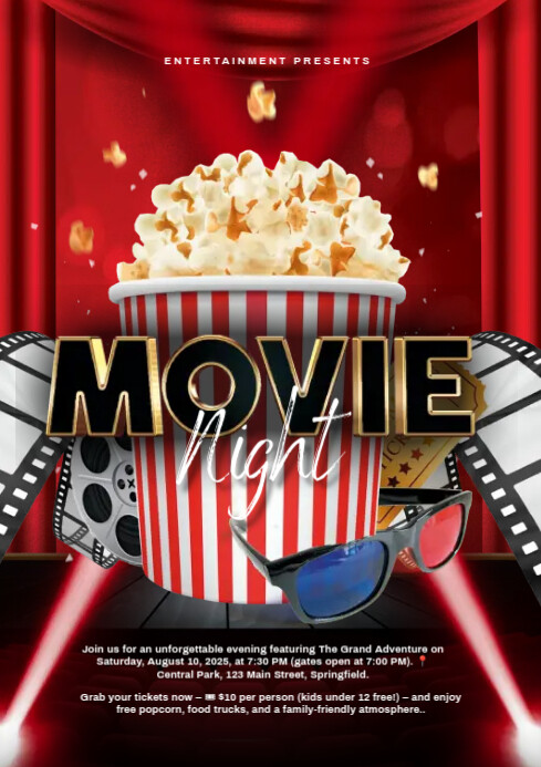 Movie night poster Template | PosterMyWall