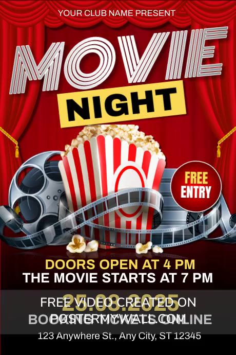 Movie Night Video Ads Template | PosterMyWall