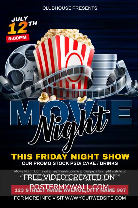 Movie Night Video Ads Template | PosterMyWall