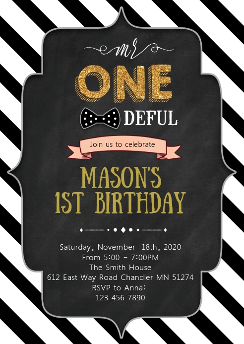 Copy of Mr ONEderful theme party invitation | PosterMyWall