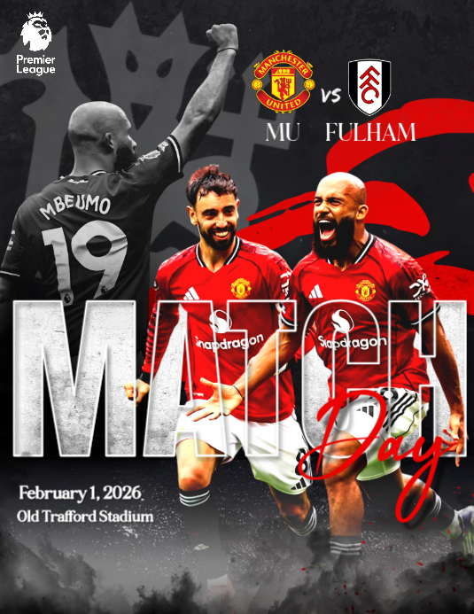 MU vs Fulham Football Match Flyer Template | PosterMyWall