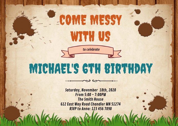 Mud Birthday Party Invitation Template | PosterMyWall