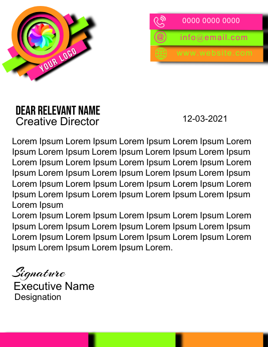 multicolor letterhead, notification, announce Template | PosterMyWall