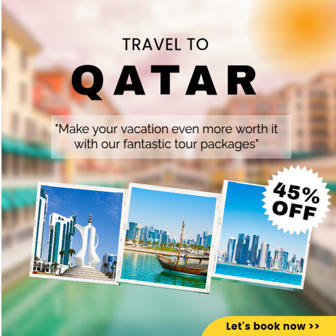 Multicolor Modern Travel To Qatar Promotion Template | PosterMyWall