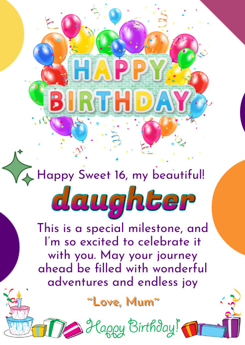 Copy of Multicolored Daughter's Happy Born day Annive | PosterMyWall