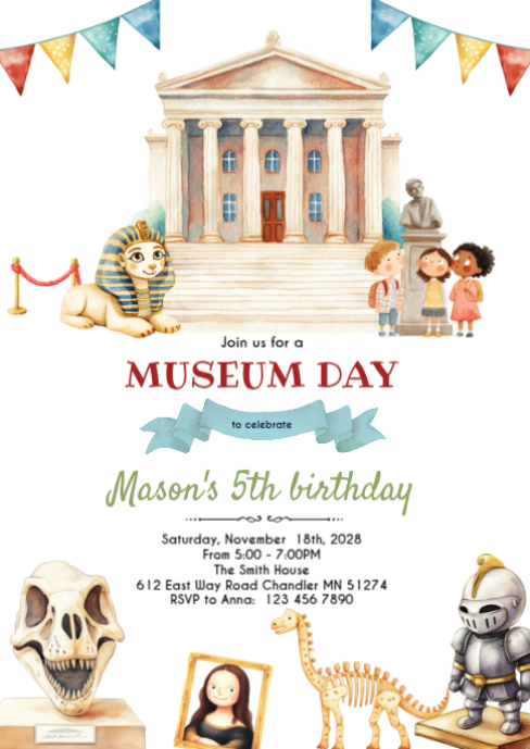 Museum day party Invitation Template | PosterMyWall