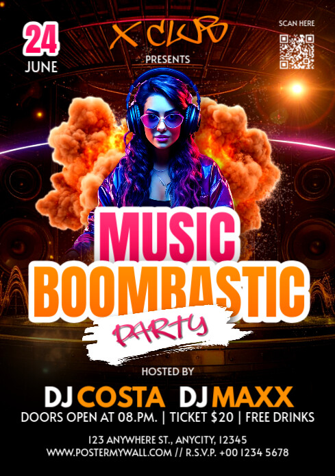 Music Boombastic Party Event Poster Template | PosterMyWall