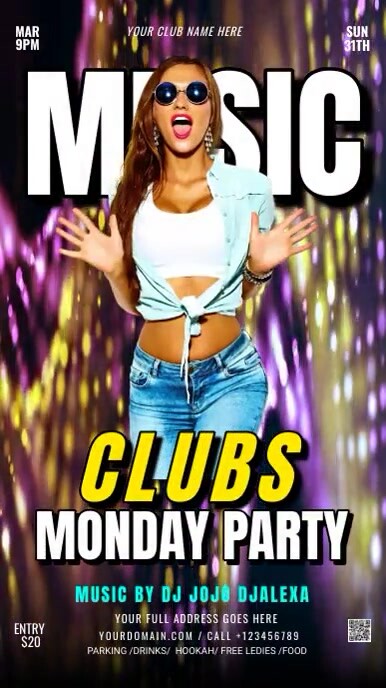 MUSIC CLUB MONDAY PARTY Template | PosterMyWall