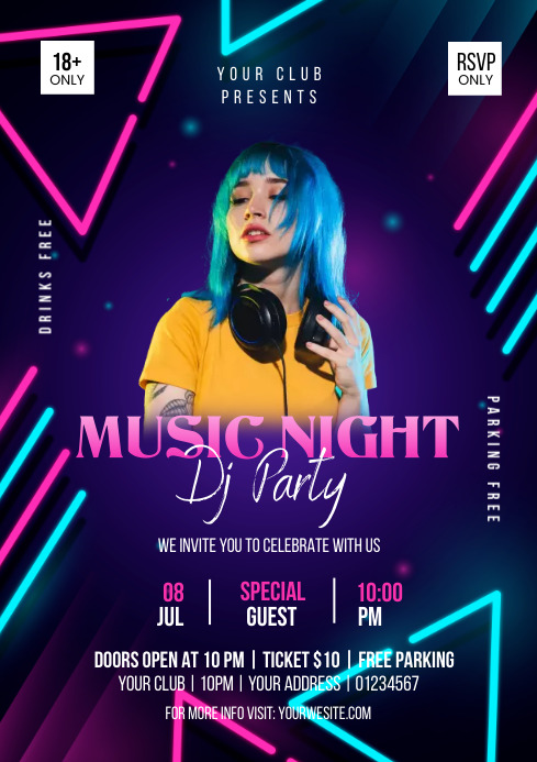 Music Dj Party Poster Flyer Template | PosterMyWall