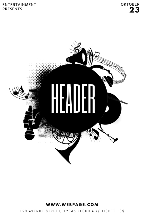 Music Event Flyer Template black and white (2 | PosterMyWall