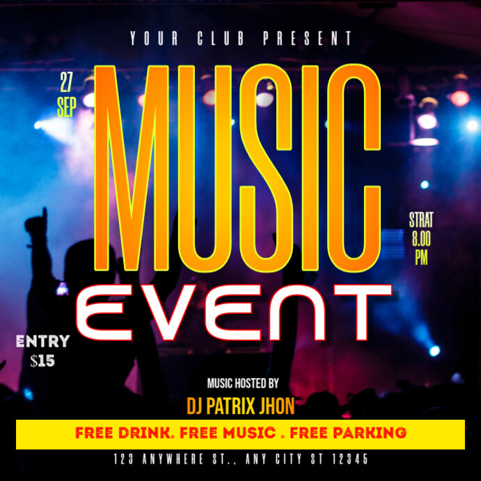 Music event post Template | PosterMyWall
