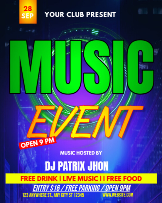 Music event post free Template | PosterMyWall