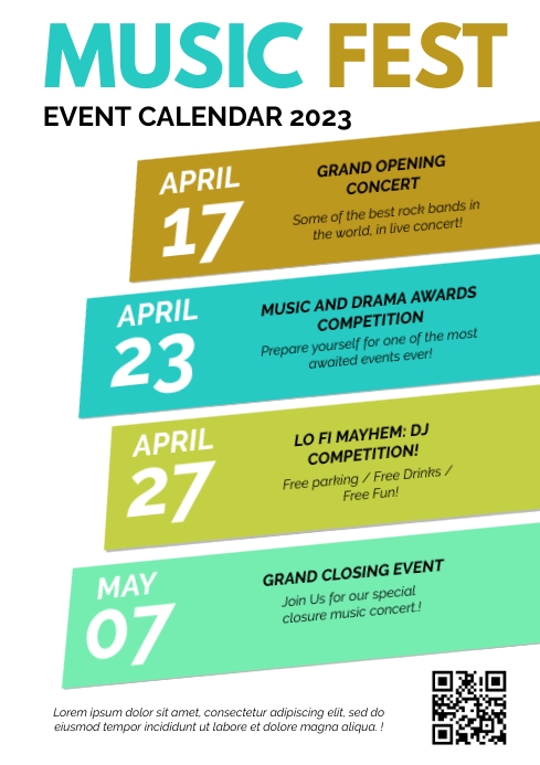 music fest event calendar Template | PosterMyWall