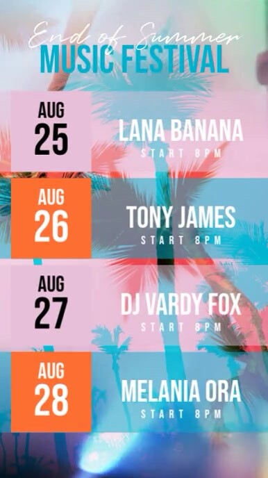 Plantilla de Music Fest Festival Band Schedule Summer Instagram Story ...