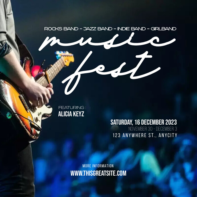 Music Fest simple blue Template | PosterMyWall