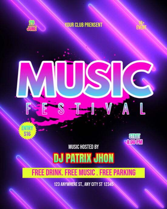 Music festival Template | PosterMyWall