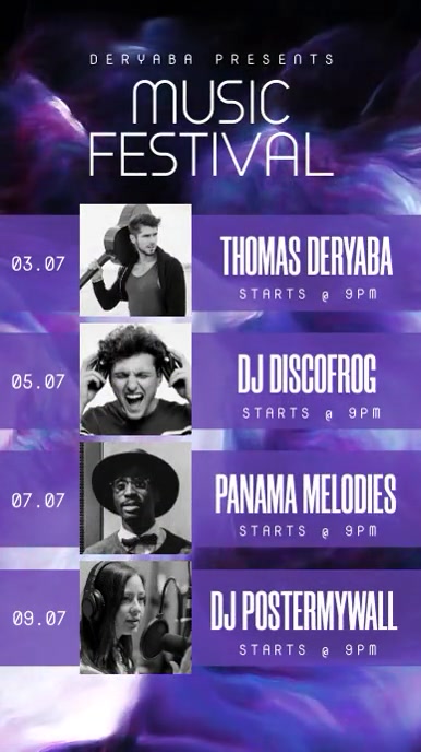 Music Festival Fest Band Event Story Schedule Template | PosterMyWall