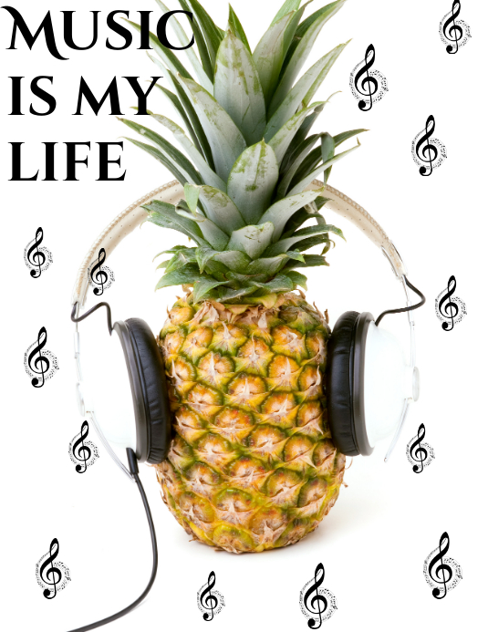 Black and White Pineapple Music Flyer Template | PosterMyWall