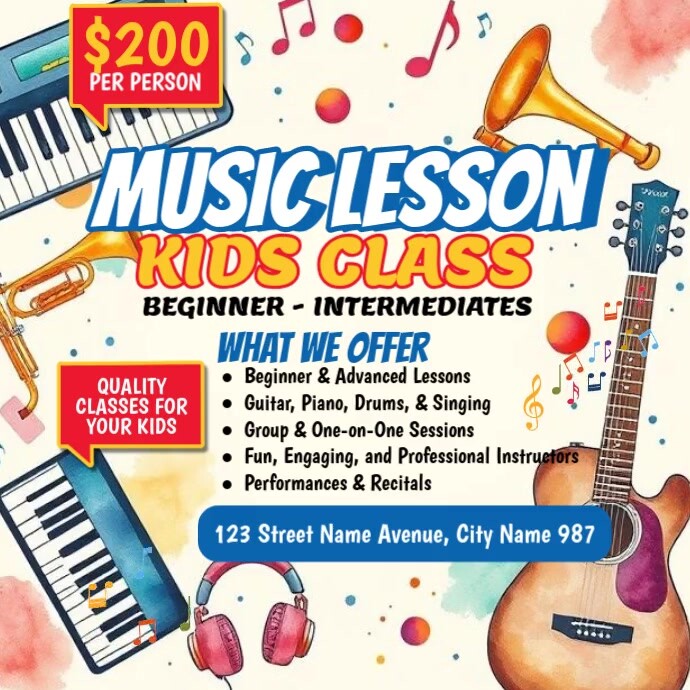 Copy of Music Lesson Ads | PosterMyWall