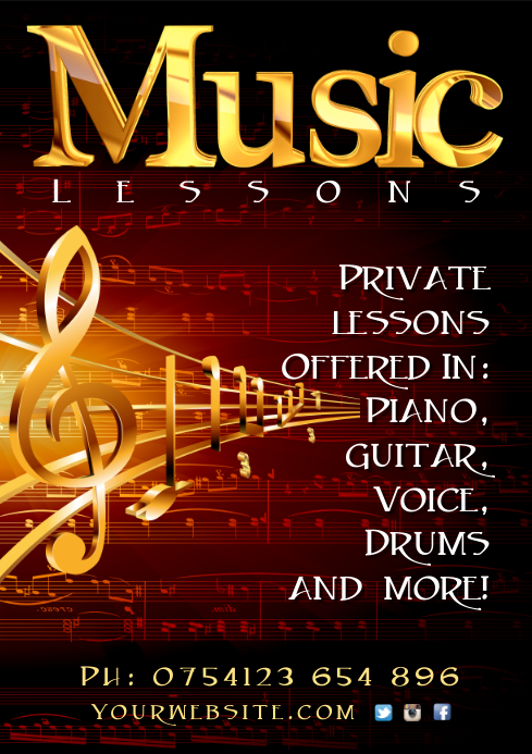 Music Lessons Poster Template | PosterMyWall
