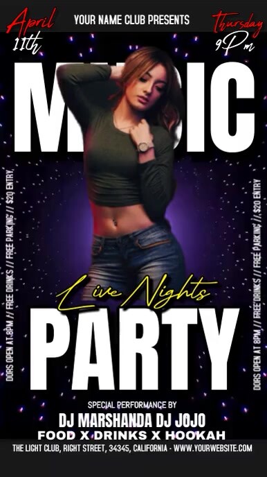 MUSIC LIVE NIGHT PARTY Template | PosterMyWall