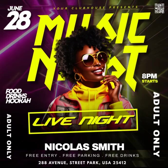 Plantilla de MUSIC NIGHT | PosterMyWall